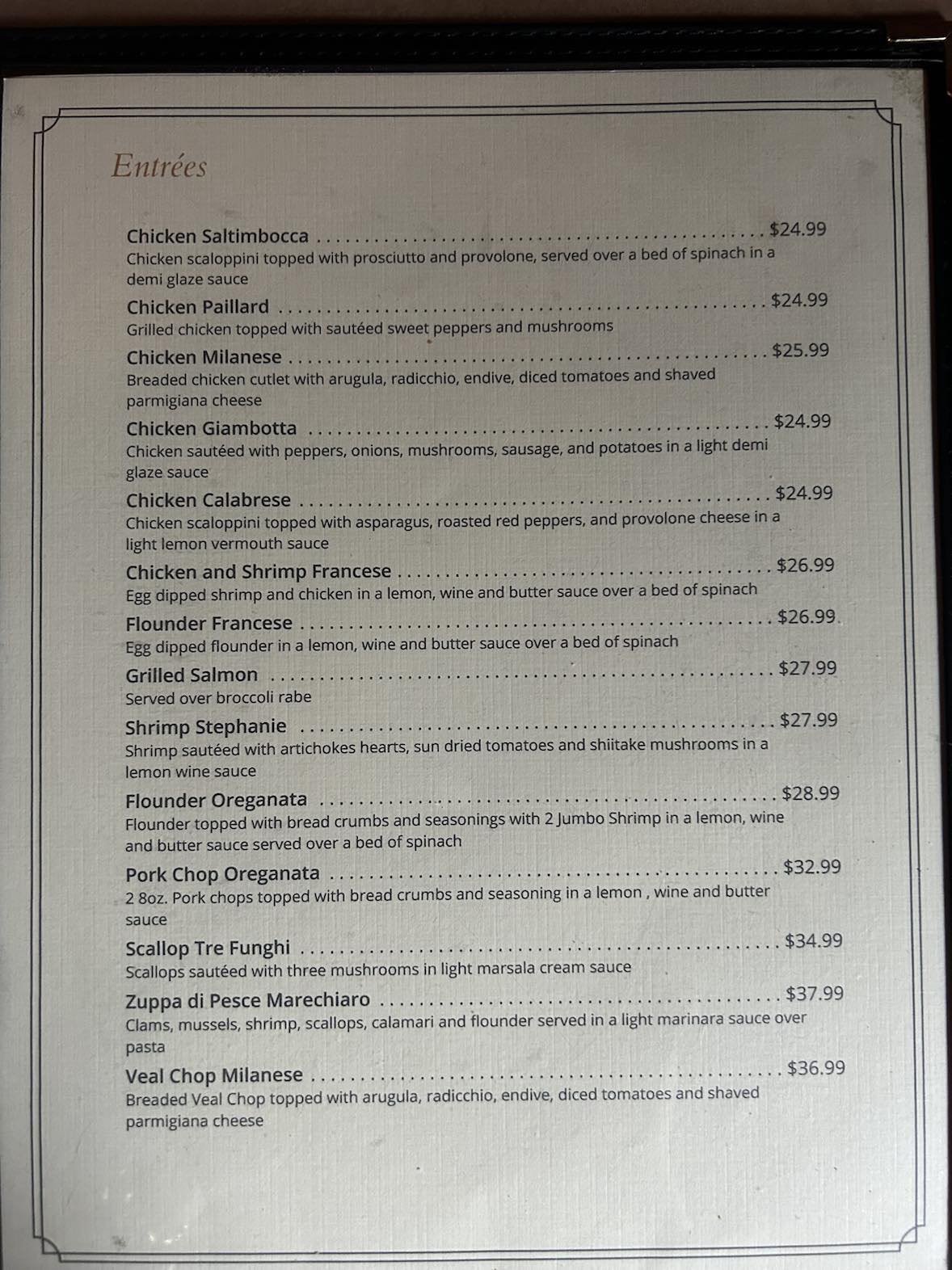 Dinner Menu - Stephanie's Italian Restaurant